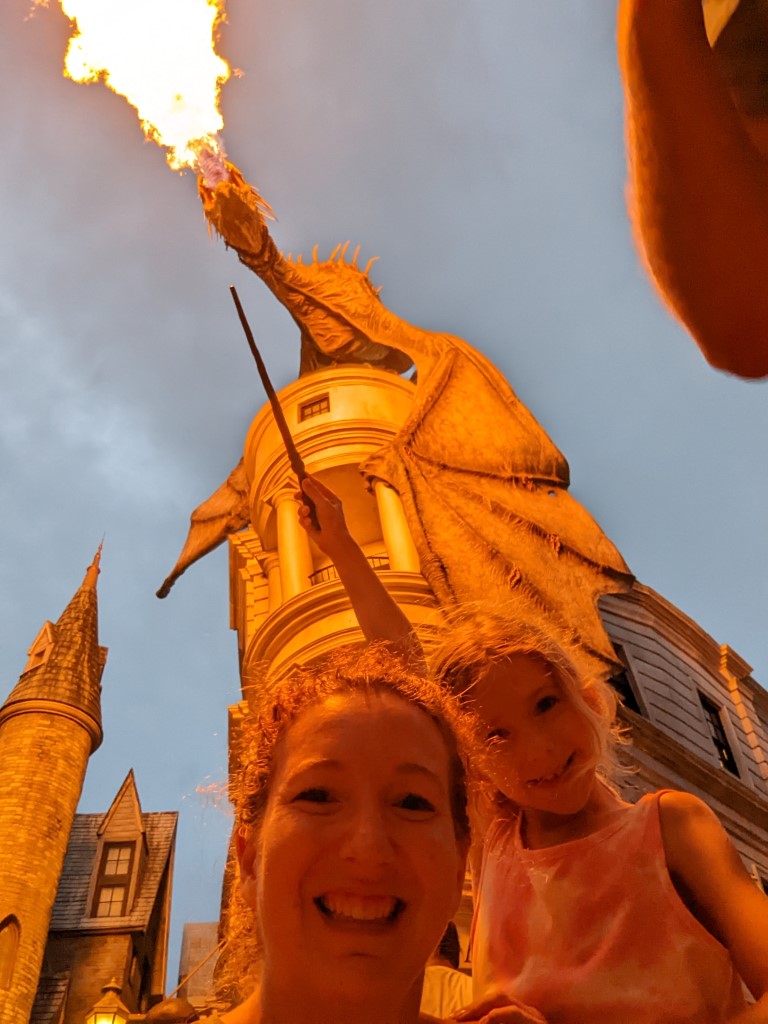 Best photo spot with the Dragon on Gringotts in Diagon Alley