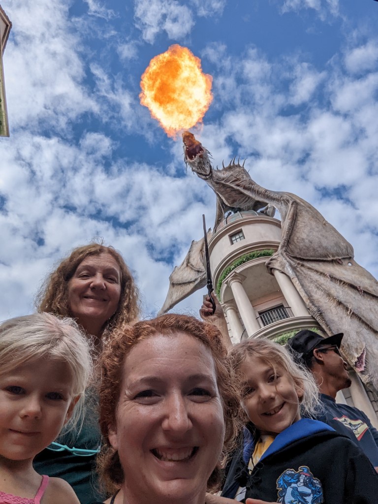 Best photo spot with the Dragon on Gringotts in Diagon Alley